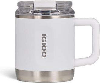 Igloo Coffee Mug - Mug isotherme en acier inoxydable 430 ml, blanc, &eacute;tanche et double paroi. Parfait pour bureau, voyage et ext&eacute;rieur, maintient boissons ch