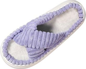 Generic Pantoufles &agrave; bout ouvert pour femme - Chaudes et d&eacute;contract&eacute;es - &Eacute;l&eacute;gantes - L&eacute;g&egrave;res - Respirantes - Antid&eacute;rapantes - Confortables - Hiver, violet, 37