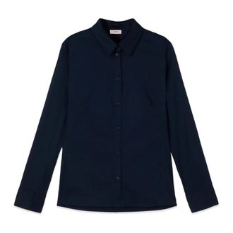 Oltre Basic Poplin Hemd - - Blouses & Shirts - Damen - Blau - S