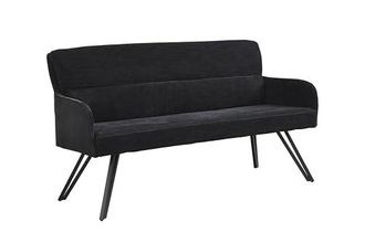Byliving Bank Tino/Webstoff und Mikrofaser Bezug und Gestell in schwarz/Aufgedoppelter R&uuml;cken/K&uuml;chenbank, Sitzbank, Esszimmerbank/B 160 x H 94 x T 67 cm (Schwa