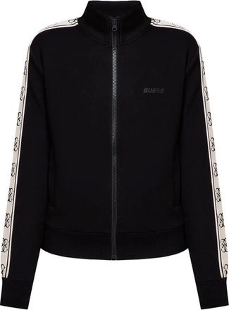 Guess Femme, Sweatshirts et sweats &agrave; capuche, Noir, Taille: 40 FR Felpa Zip in Punto Milano