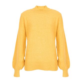 Silvian Heach Femme, Pulls, Jaune, Taille: 38 FR Pull Élégant à Col Roulé avec Encolure Golf et Manches Bouffantes