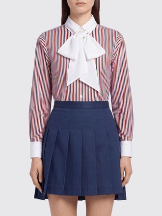 Thom Browne Chemise &agrave; rayures en soie avec col lavalli&egrave;re