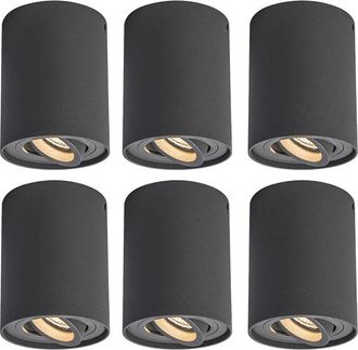 QAZQA Rondoo up - Spot plafond, plafonnier - 1 lumière - ø 9.5 cm - Gris foncé - Design, Moderne - éclairage intérieur - Salon i Chambre i Cuisine i Salle