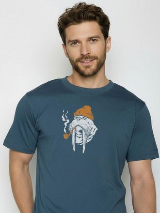 Greenbomb T-Shirt Fusion Smokey Walrus (1-tlg., 1) Fusion Fit, weiter und l&auml;nger geschnitten, Bio-Baumwolle