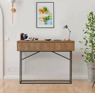Dmora Sideboard Alkam, Buffet für Wohnzimmer, Sideboard, Küchenspender, 120 x 36 x 90 cm, Walnuss und Schwarz