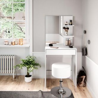 Vicco Schminktisch Weiß Isabelle 60x140x40 cm - Frisiertisch, Platzsparend und funktional zugleich