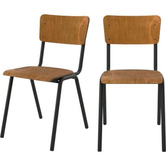 Rendez-Vous D&eacute;co Rendez-vous D&eacute;co - Lot de 2 chaises &eacute;colier empilables en bois fonc&eacute; - clem