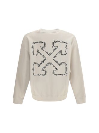 Off-white Mens Script Arrow Crewneck Sweatshirt Pumice Stone Cotton Sweatshirts Sweater