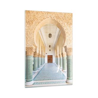 Arttor Wandbilder Dekoration Wohnzimmer S&auml;ulen Moschee Die Architektur Bilder auf Glas 80x120cm Glasbild Schlafzimmer K&uuml;che Deko Wand Kunstdruck Art Gro&szlig; XXL