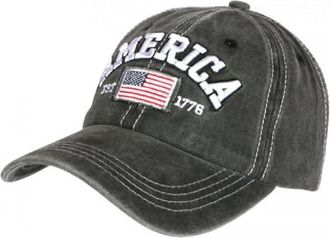 Nyls Création Casquette America Grise Drapeau USA Vintage Baseball - Taille Unique - Gris