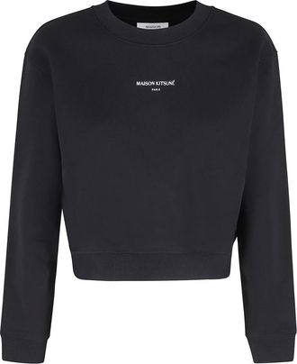 Maison Kitsun&eacute; Femme, Sweatshirts et sweats &agrave; capuche, Noir, Taille: 40 FR Cropped SweaT-shirt