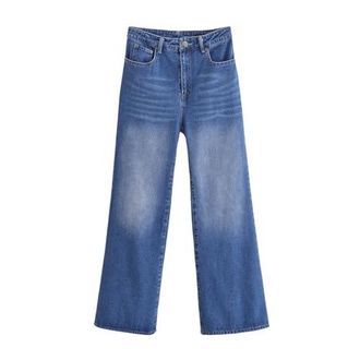 Generic Jean &eacute;vas&eacute; taille moyenne for femme, pantalon en Denim Bootcut classique, pantalon taille haute extensible confortable(xs)