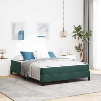 vidaXL Boxspringbett mit Matratze Dunkelgr&uuml;n 140 x 200 cm Samt Vidaxl