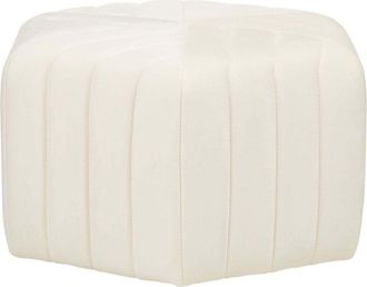 Beliani Pouf D&eacute;coratif Rembourr&eacute; en Forme dHexagone en Velours Blanc Cr&egrave;me Murietta