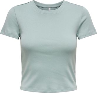 Only Damen Onlelina S/S O-Neck Short Top JRS Noos, Gray Mist, XX-Large