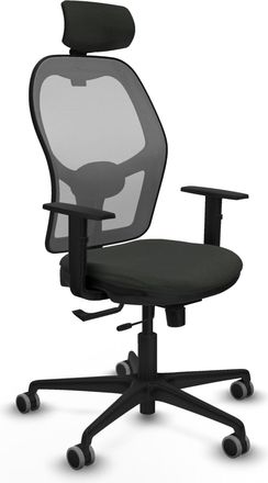 Piqueras y Crespo Ergonomischer Stuhl, Schwarz, mit 1D-Armlehnen, h&ouml;henverstellbare Lendenwirbelst&uuml;tze und h&ouml;henverstellbares Kopfteil und Neigungsverstellung, ausgesta