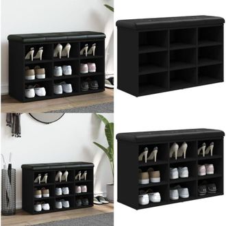 vidaXL Schuhbank Schwarz 82x32x50 cm Holzwerkstoff - Schuhbank - Garderobe - Eingangsbereich - Möbel - Holzwerkstoff - Home & Living