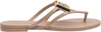 Dolce & Gabbana Femme, Chaussures, Brun, Taille: 37 EU Sandales Tongs Logo en Caoutchouc