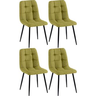 Clp Lot de 4 chaises de salle &agrave; manger Antibes tissu Vert