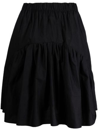 JNBY jupe mi-longue en coton &agrave; volants - Noir