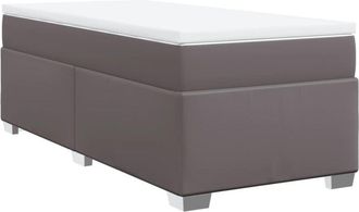 vidaXL Boxspringbett mit Matratze Grau 90x200 cm Kunstleder Vidaxl