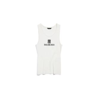 Balenciaga Geripptes Tanktop mit Logo - - Tops - Damen - Wei&szlig; - L
