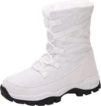 BESPORTBLE Bottes DHiver Chaudes pour Femmes Bottines de Neige &agrave; Tige Moyenne Doublure en Peluche Confortable Semelle Int&eacute;rieure Souple Taille 37 Blanc Chaussure