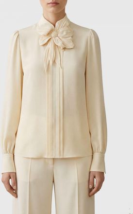 Valentino Chemise en soie avec application florale et col fran&ccedil;ais