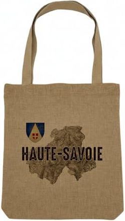 Fabulous Sac Shopping Tote Bag Aspect Lin - Haute Savoie 74 D&eacute;partement Carte Ancienne Alpes Ski - Sac de Courses Toile Epaisse 360g Beige Naturel Cabas Port&eacute; 
