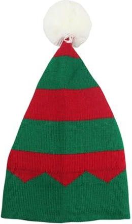Generic Chapeau de No&euml;l en tricot ray&eacute; pour lautomne et lhiver - Chapeau de vacances chaud pour homme et femme, rouge past&egrave;que, Taille unique