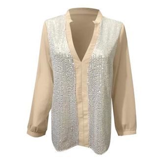 Generic Haut &agrave; paillettes &agrave; manches longues pour femme - Style disco des ann&eacute;es 70 - Style d&eacute;contract&eacute; - Tendance - Doublure confortable - Haut ample - Chemis