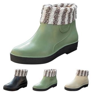 Generic Bottes de pluie imperm&eacute;ables pour femme avec doublure en peluche, chaussures en caoutchouc confortables, l&eacute;g&egrave;res, antid&eacute;rapantes, pour lext&eacute;rieur, le 