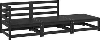 vidaXL Vidaxl - Salon de jardin 3 pcs noir bois de pin massif