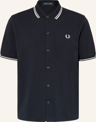 Fred Perry Kurzarm-Hemd Comfort Fit Aus Piqu&eacute; blau