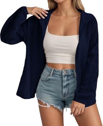 Generic Vestes pour femmes - Grande taille - Veste &agrave; capuche d&eacute;contract&eacute;e avec fermeture &eacute;clair - V&ecirc;tement dext&eacute;rieur l&eacute;ger pour le soleil - Pour un usage quo