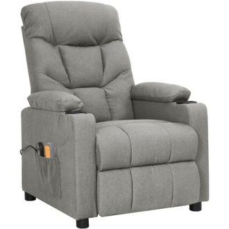vidaXL Massagesessel Elektrisch Hellgrau Stoff Vidaxl