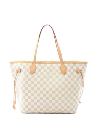 Louis Vuitton 2009 Neverfull MM Damier Azur Tote Bag - Nude