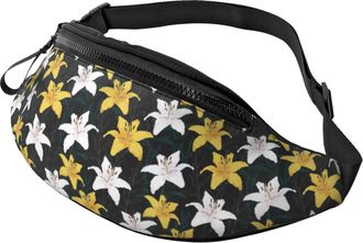 Generic Handytasche Tasche Mit Rei&szlig;verschluss Taillentasche Gelbe Und Wei&szlig;e Lilienbl&uuml;ten Stylisch H&uuml;fttaschen F&uuml;r Running Sport Damen 14X35Cm