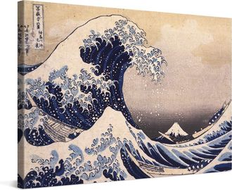 Picanova Katsushika Hokusai - The Great Wave off Kanagawa 120x80cm - Bild auf Leinwand - Premium Kunstdruck Auf 2cm Holz-Keilrahmen Für Schlaf- Und Wohnzimmer 