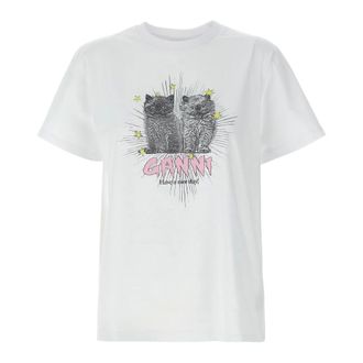 Ganni T-shirt Chaton - Femme - Tops - Blanc - Taille: 34 FR