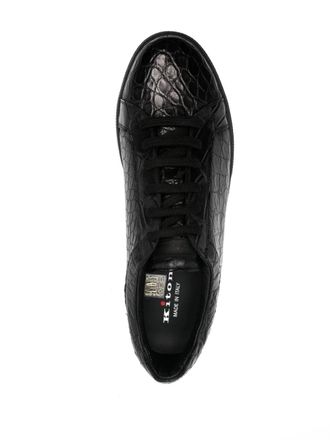 Kiton Mens Crocodile-Embossed Leather Sneakers Aw24 M