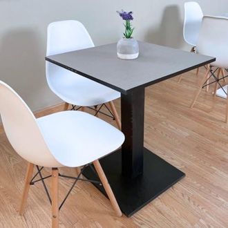 Generico Table bar | BISTROT | restaurant carr&eacute; avec pied central 60/70/80 cm couleurs assorties (ARENA FT62 effet tissu - noir, 70 x 70)