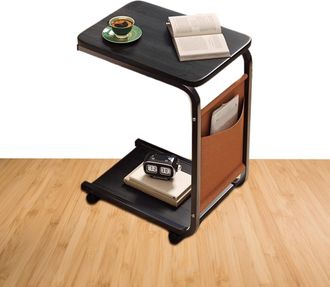 Generic Couchtisch in C-Form, Beistelltisch in C-Form, Couchtisch, Beistelltisch mit Rolltisch, Couchtisch mit 2 B&uuml;hnen, kleines TV-Tablet f&uuml;r Wohnzimmer
