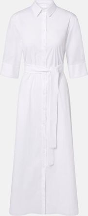 Max Mara Robe midi Cognac en coton m&eacute;lang&eacute;