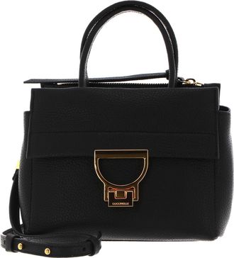 Coccinelle Leder Handtasche Umh&auml;ngetasche Arlettis Handbag Grained Leather Noir schwarz