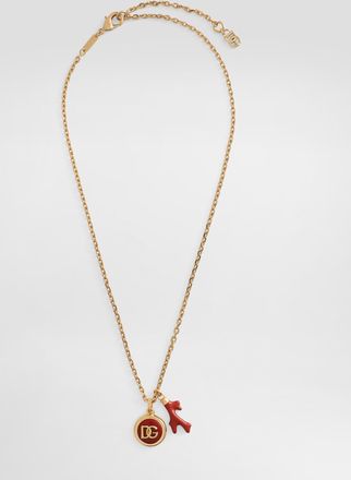 Dolce & Gabbana Halskette Aus Koralle Mit Dg-logo - Mann Bijoux Gold Metall Pz