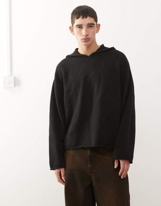 Weekday Sweat &agrave; capuche ample en laine m&eacute;lang&eacute;e - Noir