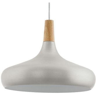 Eglo Lampe &agrave; suspension Sabinar 40cm en acier inoxydable avec bois marron - 901182