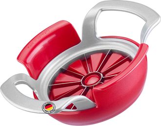 Westmark Apfel- und Birnenteiler mit Schneidteller, Schneider aus Aluminium/Rostfreier Edelstahl/Kunststoff, Divisorex-Spezial, Silber/Rot, 51112260